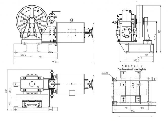 4 Pole / 6 Pole VVVF Control Traksi Lift Motor dengan Bagian Lift